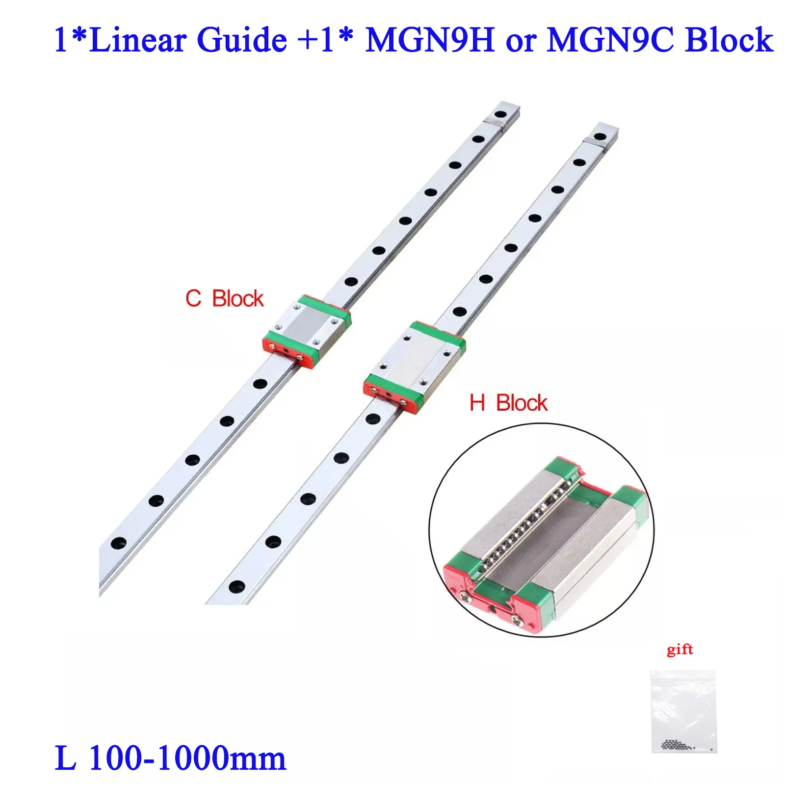 1pc-9mm-Linear-Guide-MGN9-MGN9H-MGN9C-100-150-200-250-300-350-400-450 ...