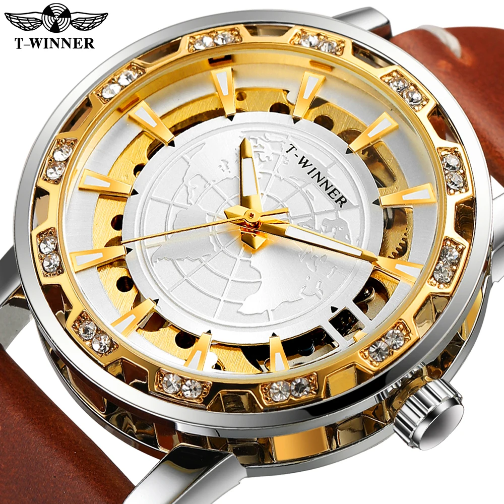T-WINNER Classic Men's Manual Winding Mechanical Watch with Luminous ...