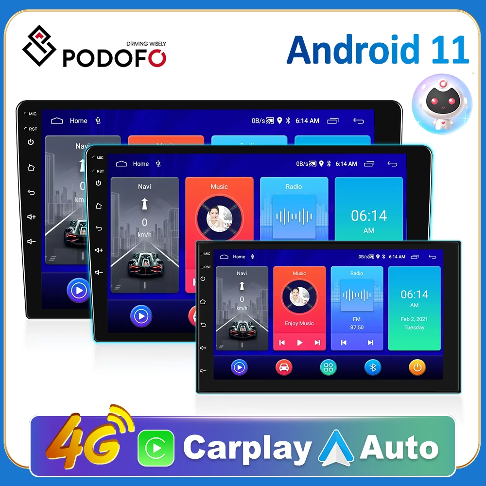 Podofo 8g 128g 2din carro android rádio player multimídia 7/9/10 "gps ...