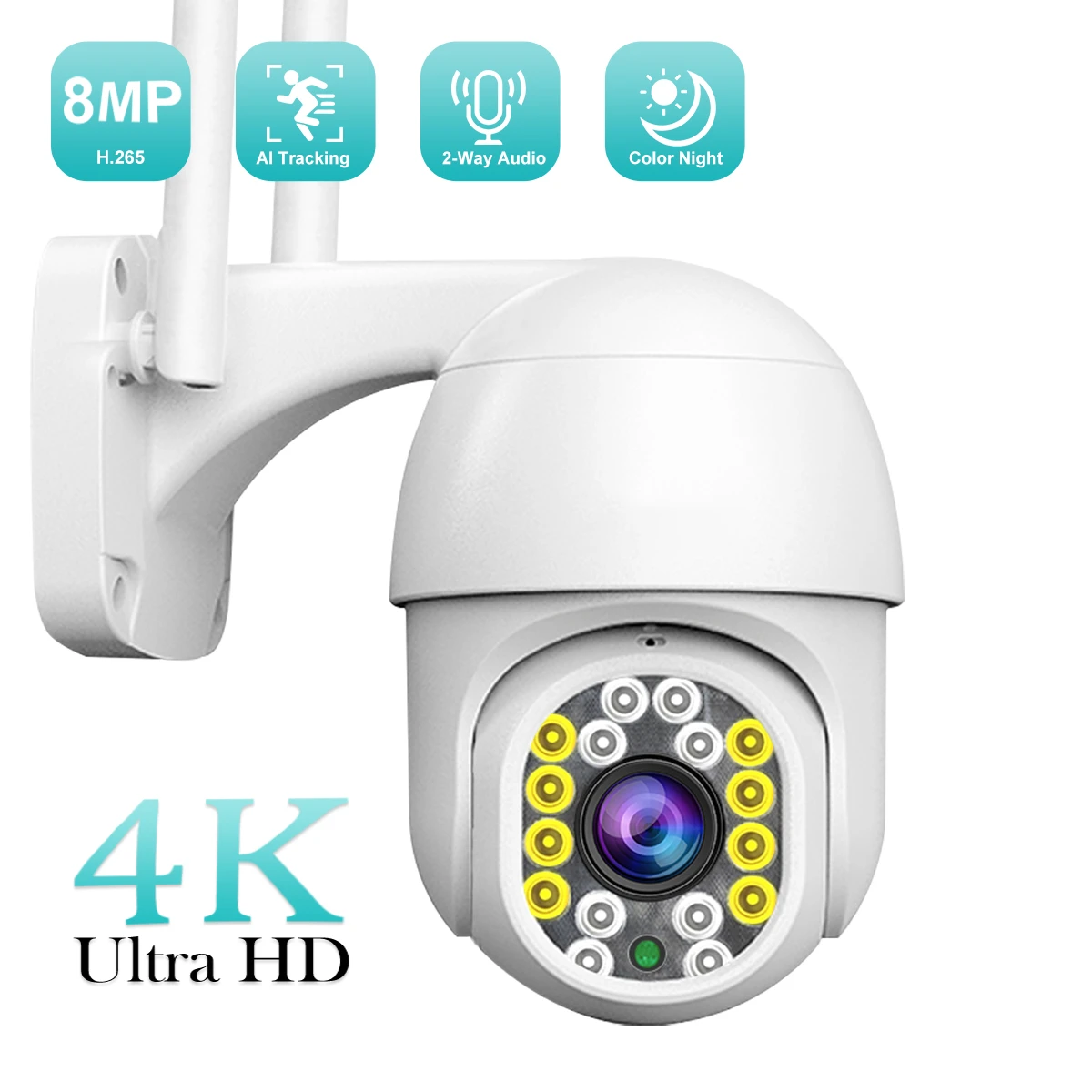 8mp 4k Wifi Ip Camera 5x Digital Zoom Outdoor Cctv Security Auto ...