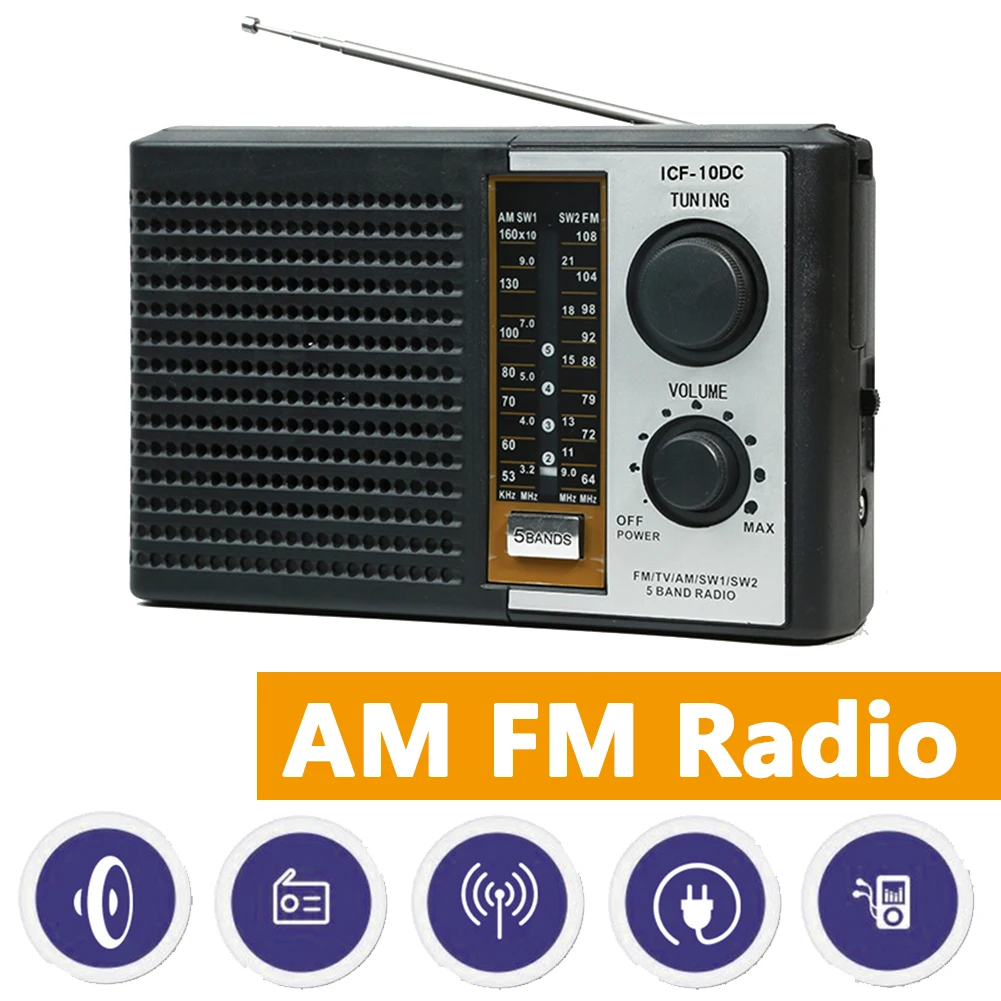 Portable-AM-FM-Radio-Transistor-Radios-Battery-Operated-Stereo-Radio-AC ...