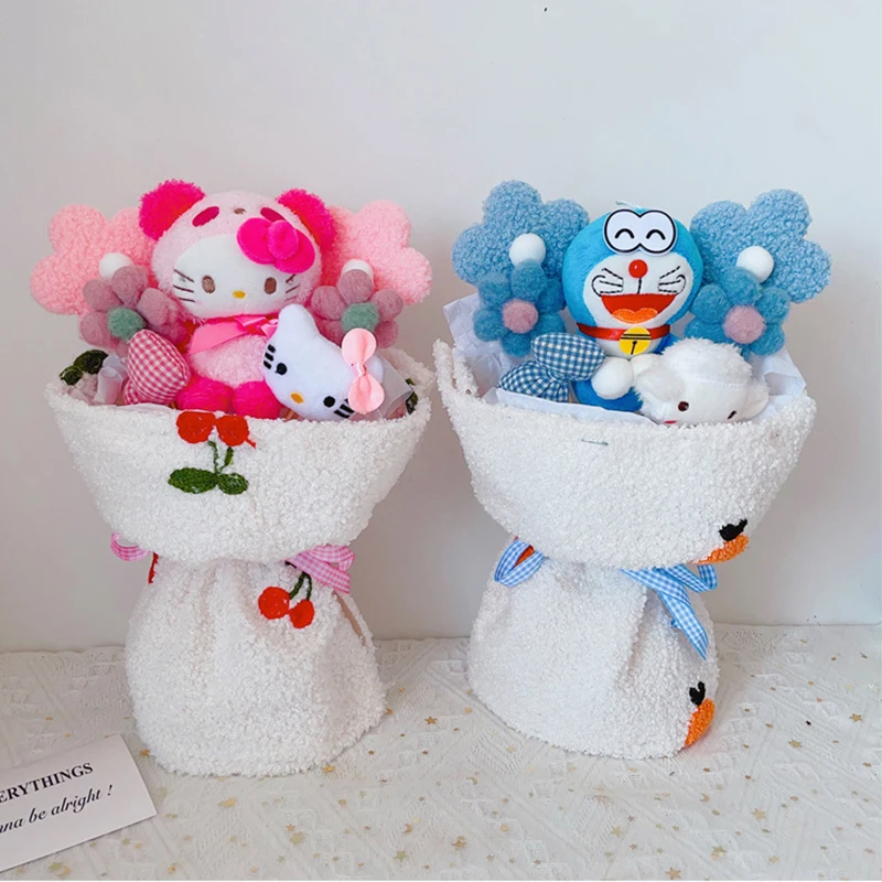 Cartoon Hello Kitty Kt Cat Doraemon Plush Doll Toy Kawaii Bouquet Gift ...