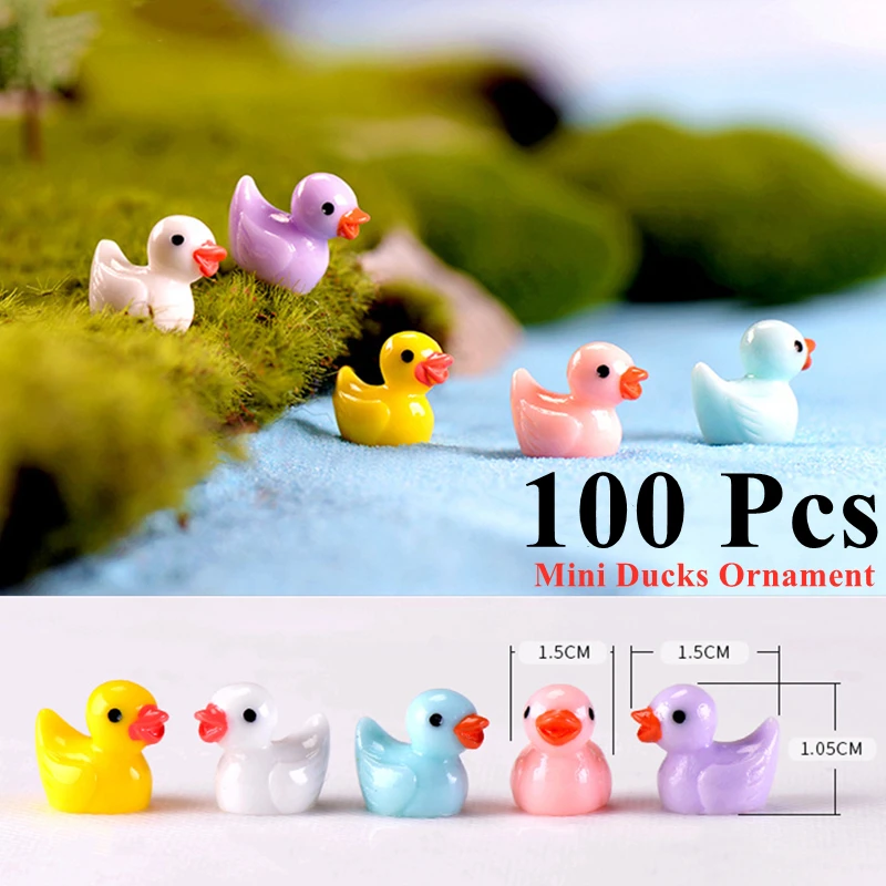 100PCS-Cute-Mini-Resin-Ducks-Ornament-Tiny-Duck-Micro-Landscape ...