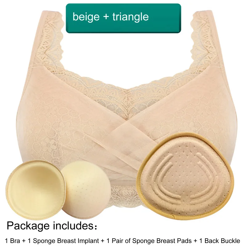 8820 Soft Comfort Bra For Mastectomy 75-95abc + Cotton Sponge Breast ...