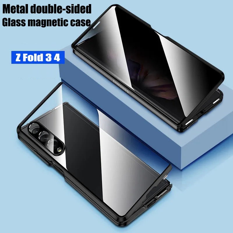 Metal-Privacy-Case-For-Samsung-Galaxy-Z-Fold-4-2-Fold-3-Glass-Film-Full ...
