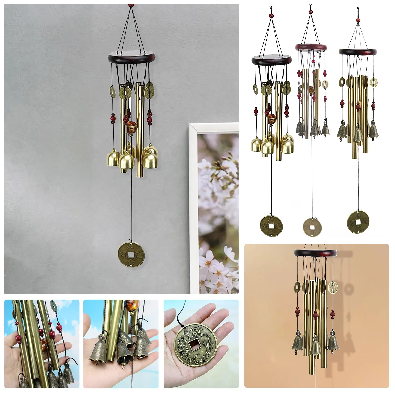 Wind-Chimes-Traditional-Solid-Wood-Metal-Wind-Chime-Pendant-Home-Garden ...