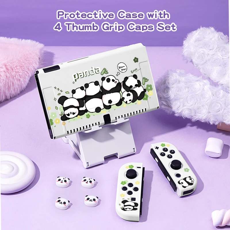 Cute panda Switch Protective Case Bundle with 4pcs Grip Caps For ...