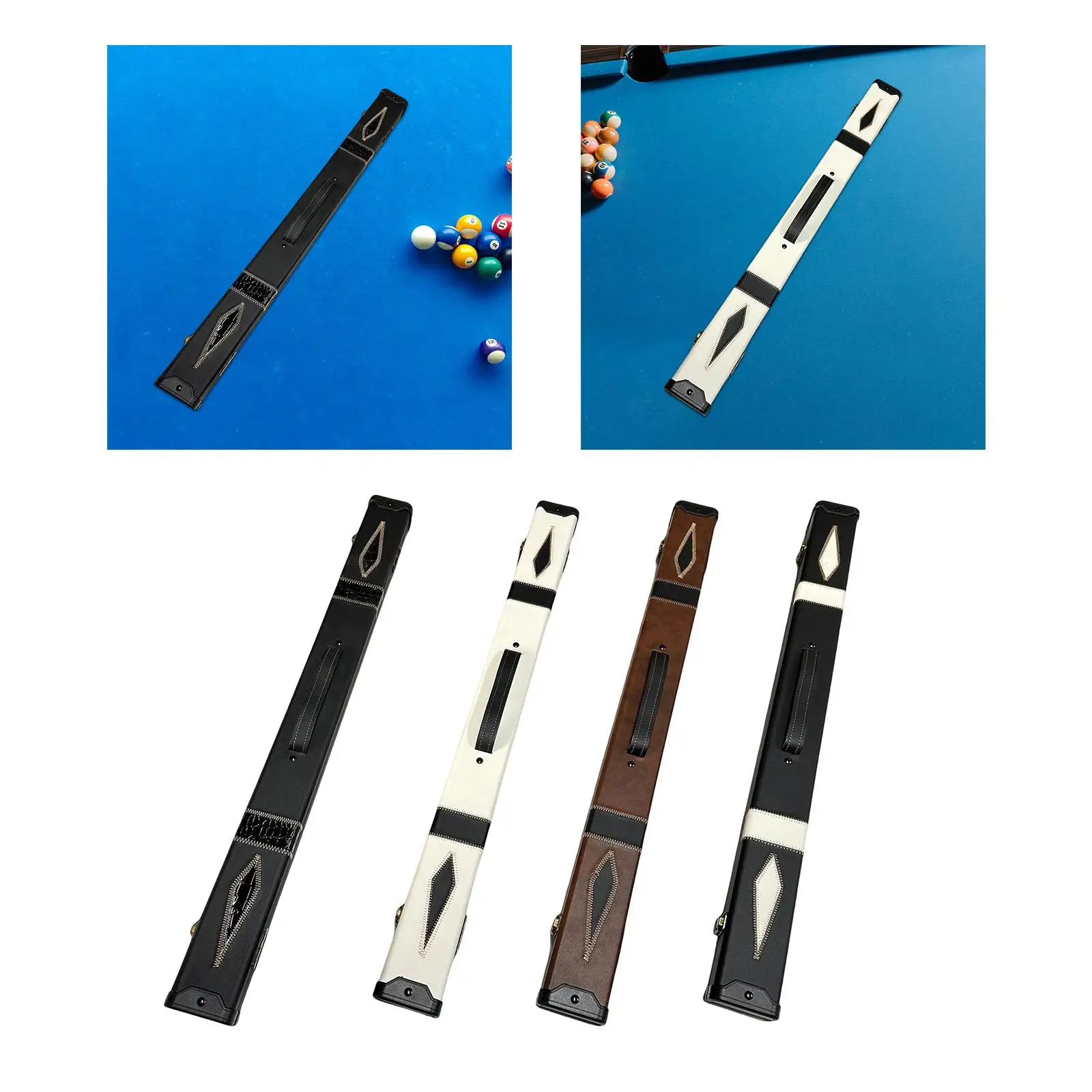 Billiard Cue Case Portable Hard Box PU Leather Velvet Lined Dust Proof ...