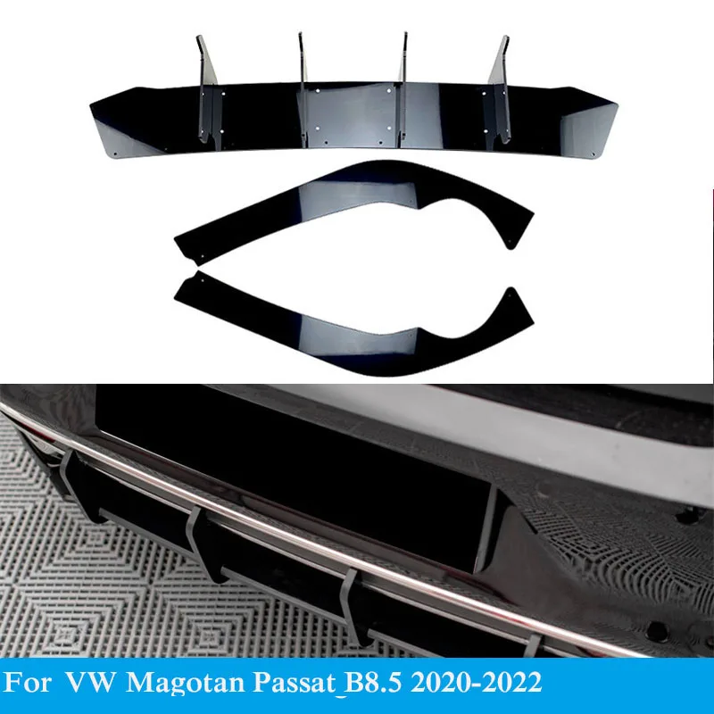 Brilhante-Preto-Traseiro-Bumper-Strip-Lip-Difusor-De-Spoiler-Divisor ...