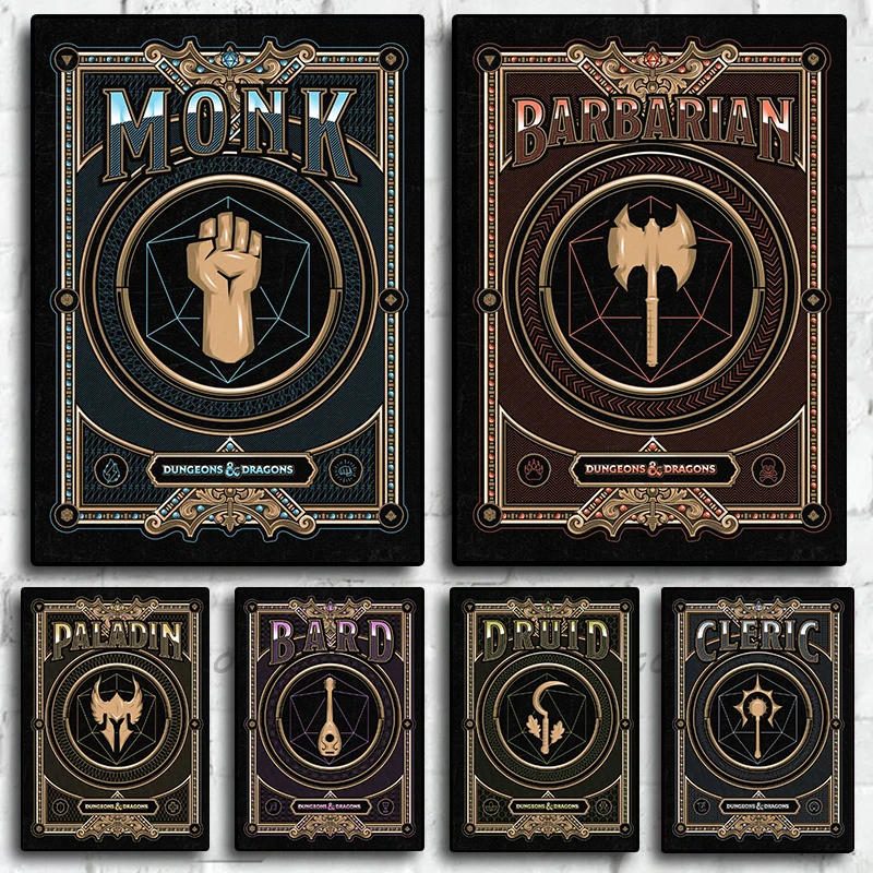 D-D-Class-Symbols-Poster-Classic-Board-Game-Prop-Cards-Canvas-Painting ...