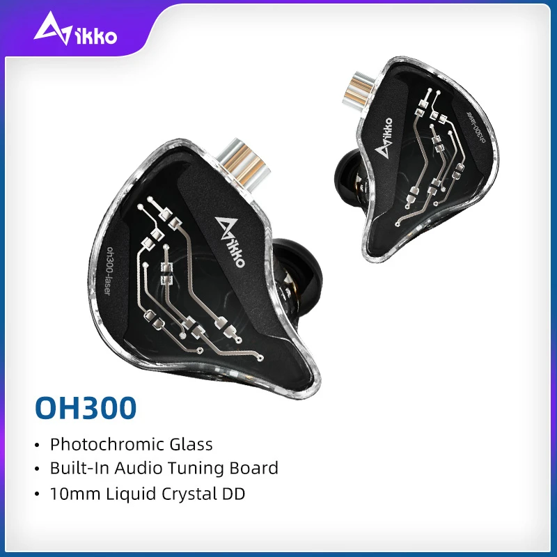 iKKO OH300 Wired Earphone HIFI Headphones 32Ω 0.78mm Dual Pin Photochromic Glass Headset Music ...