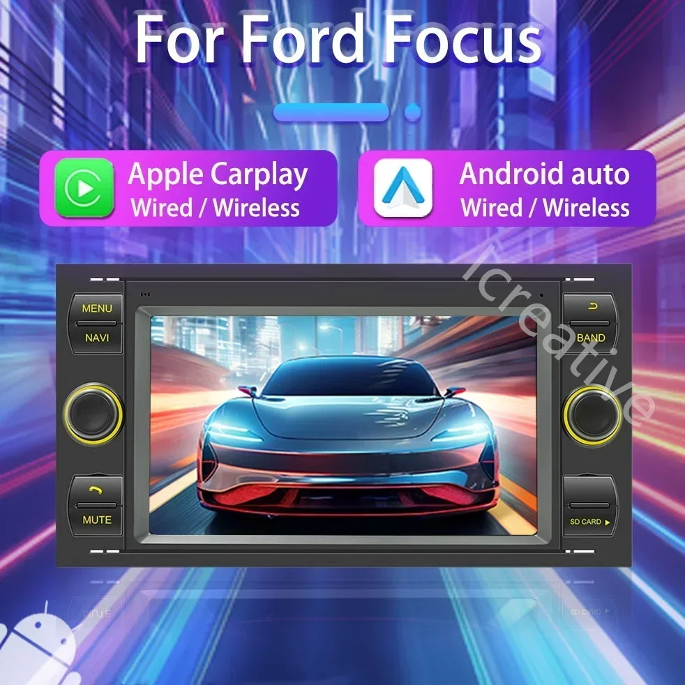 2Din Android 13 Car Radio GPS Navigation for Ford Mondeo S-max Focus C ...