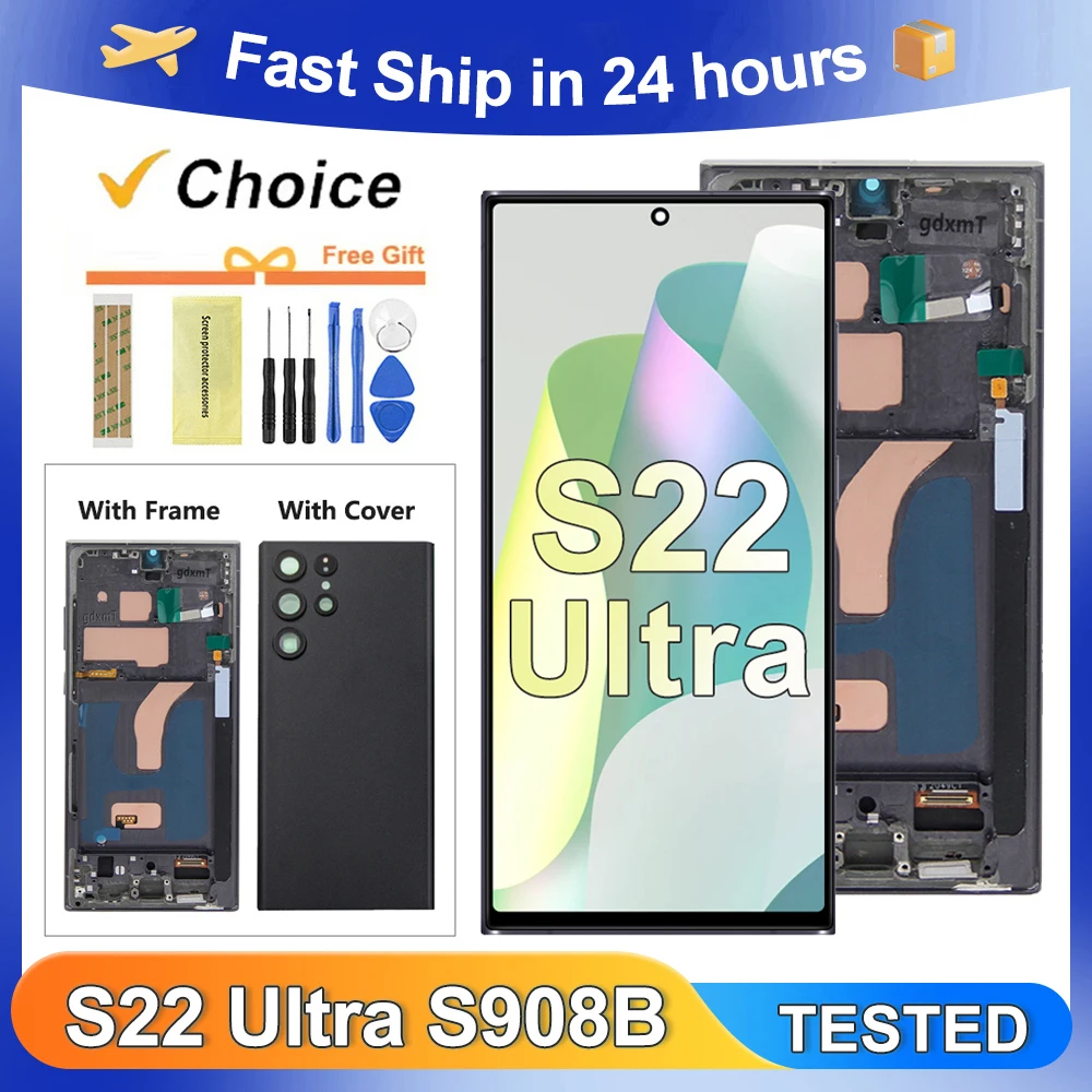 삼성 S22 울트라용 테스트 완료된 S22Ultra S908 S908B S908U S908W S908E LCD 디스플레이 터치 ...