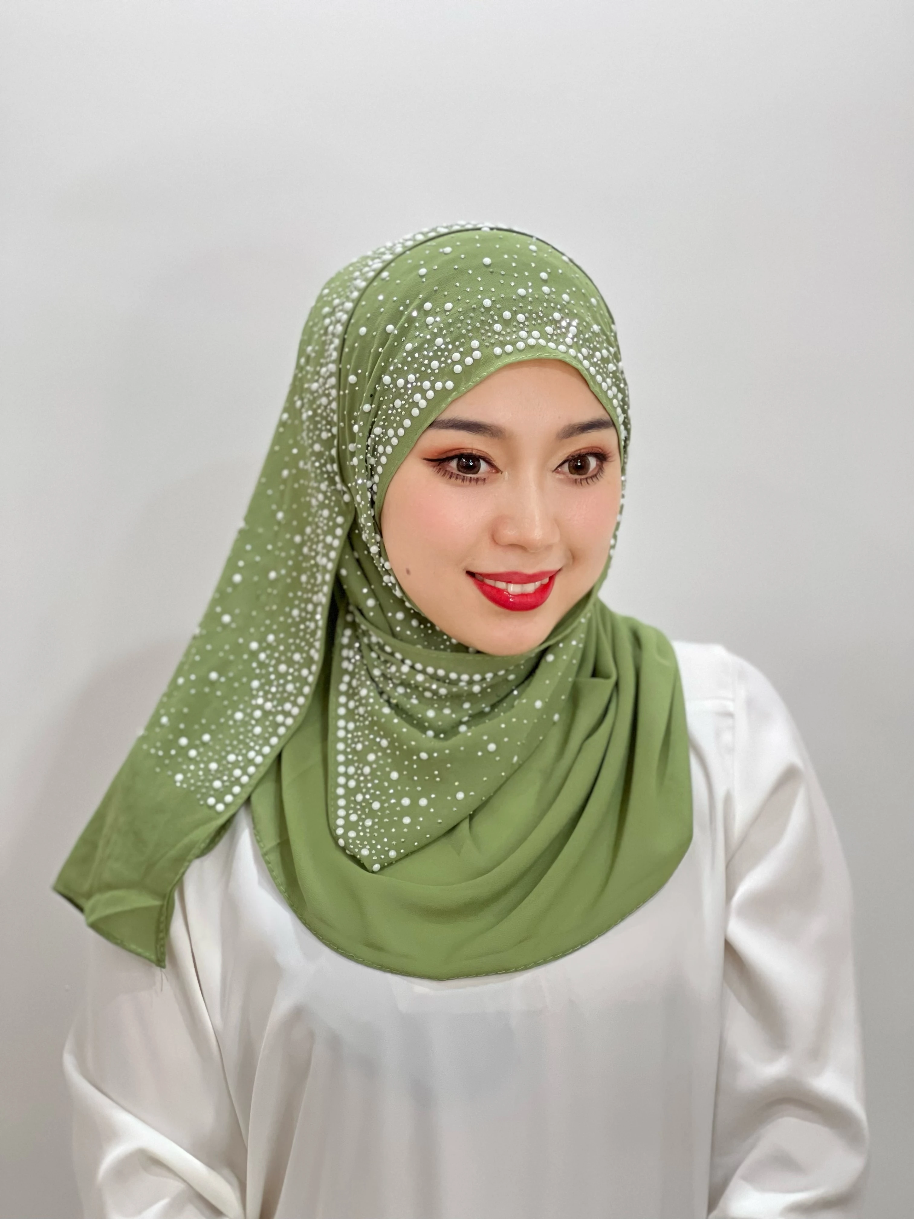 Turkey Solid Color With Diamond Sequins Shawl Turban Drill Robe Turban ...