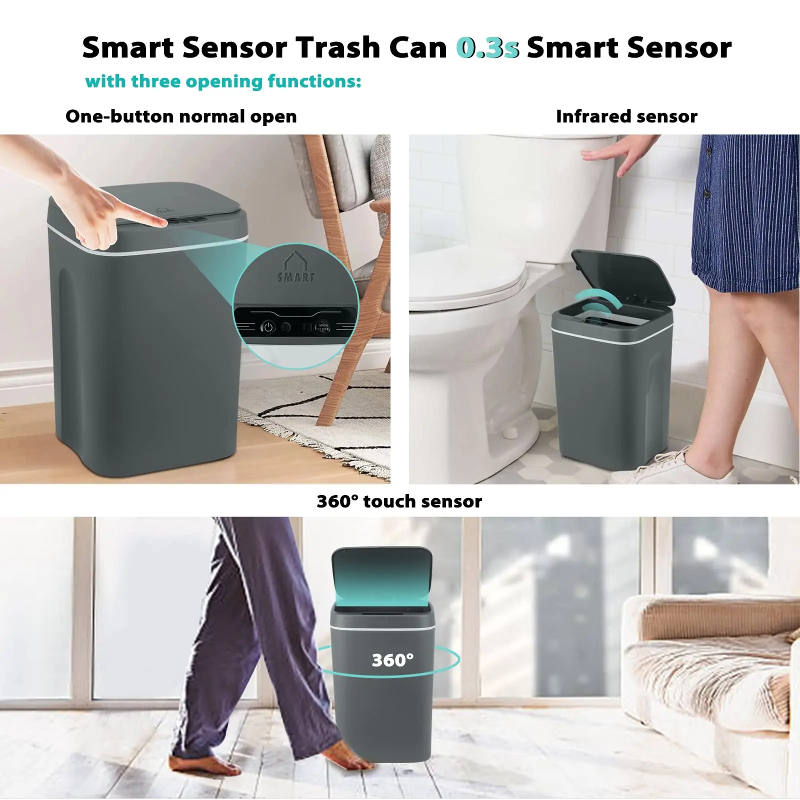 Poubelle de cuisine,White Charging Model-16L--Poubelle automatique à ...