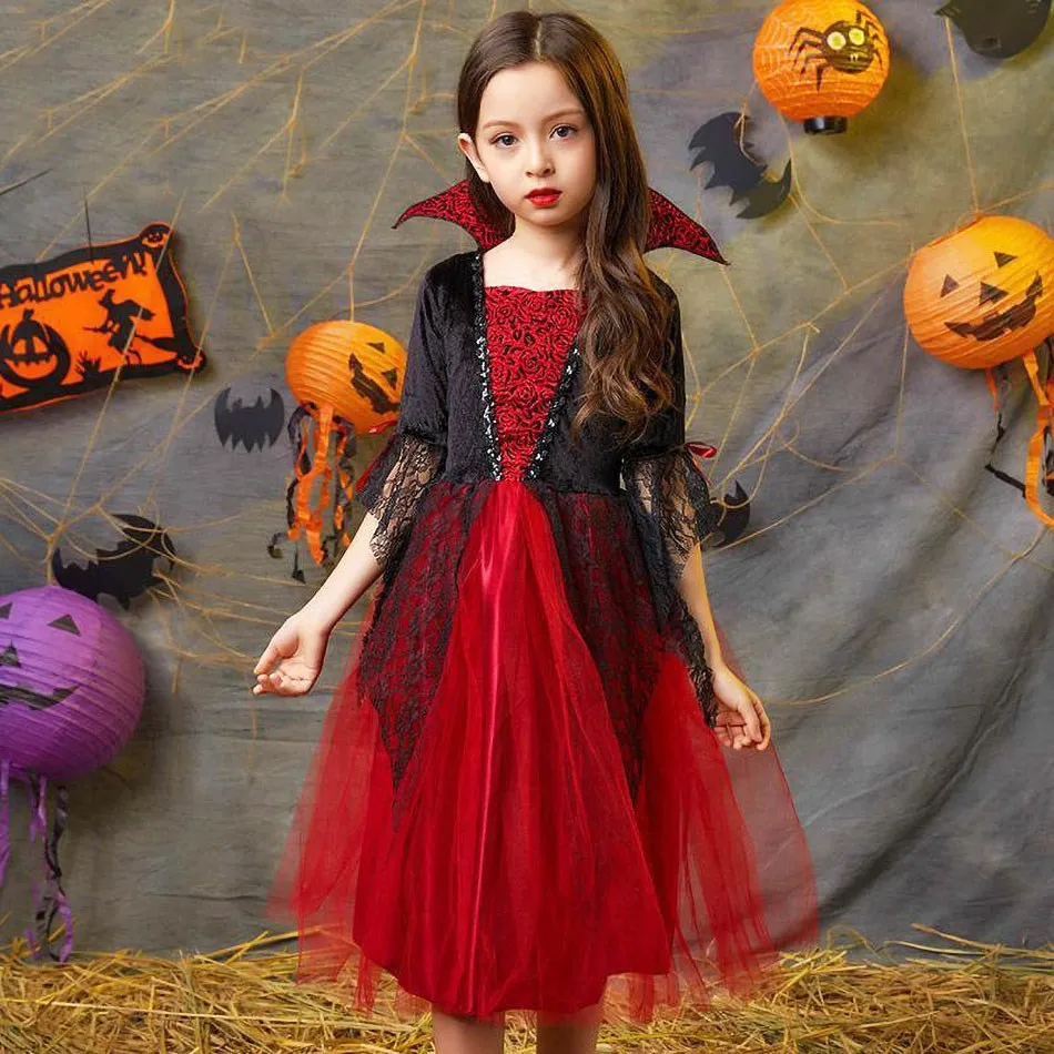 Vampire Costume for Girls Halloween Princess Party Dress Kids Cosplay ...