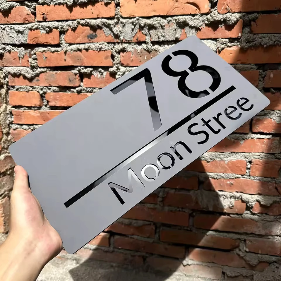 Contemporary House Number Plaque – Personalized Acrylic Wall Art Sign ...