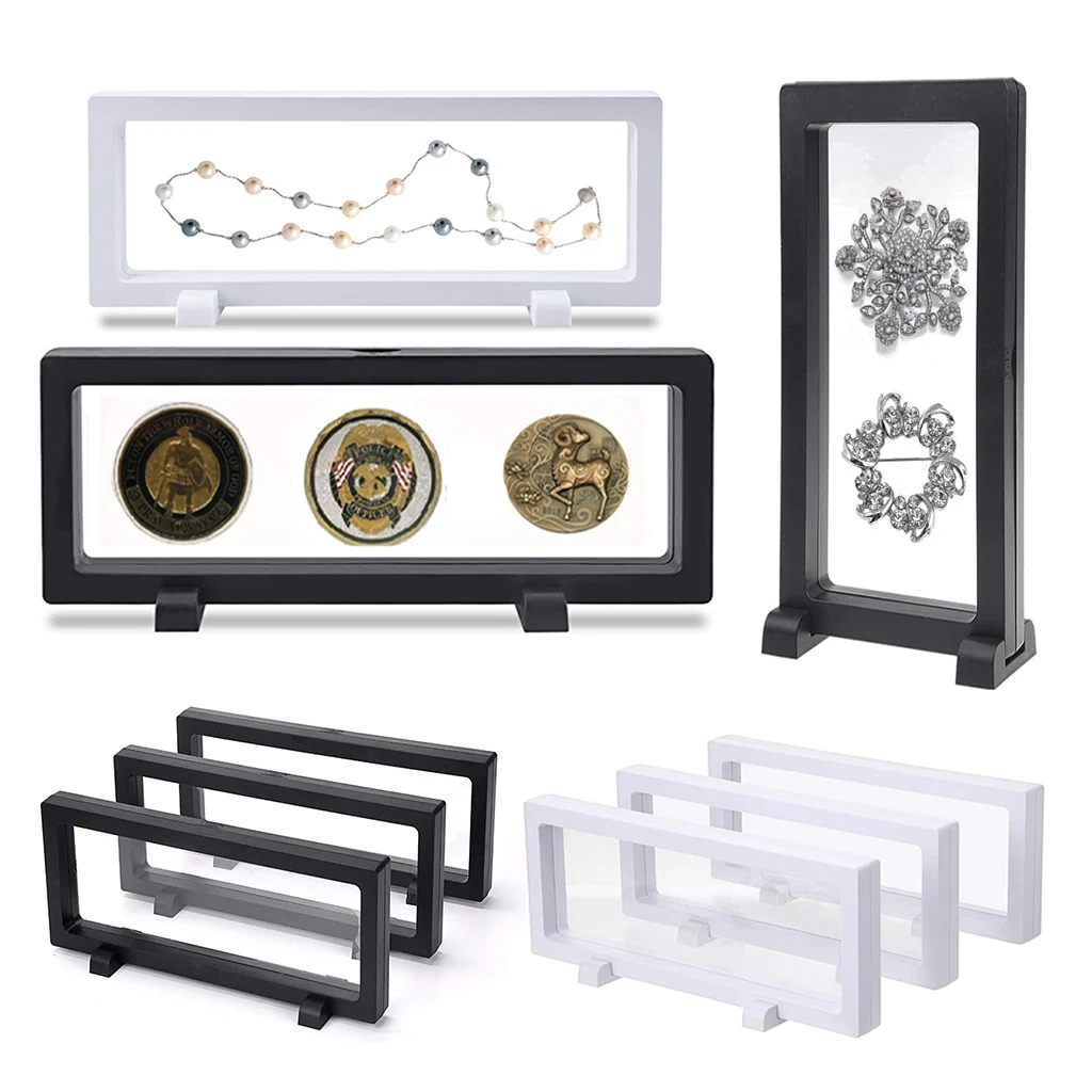 3Pcs Reusable Floating Display Case Coin Jewelry Storage Box Frame with ...