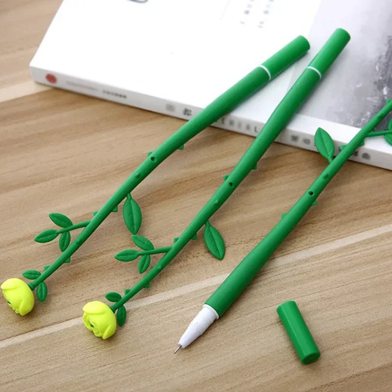 Rose Flower Gel Pens Silicone Black Ink School Writing Tools Home Decor ...