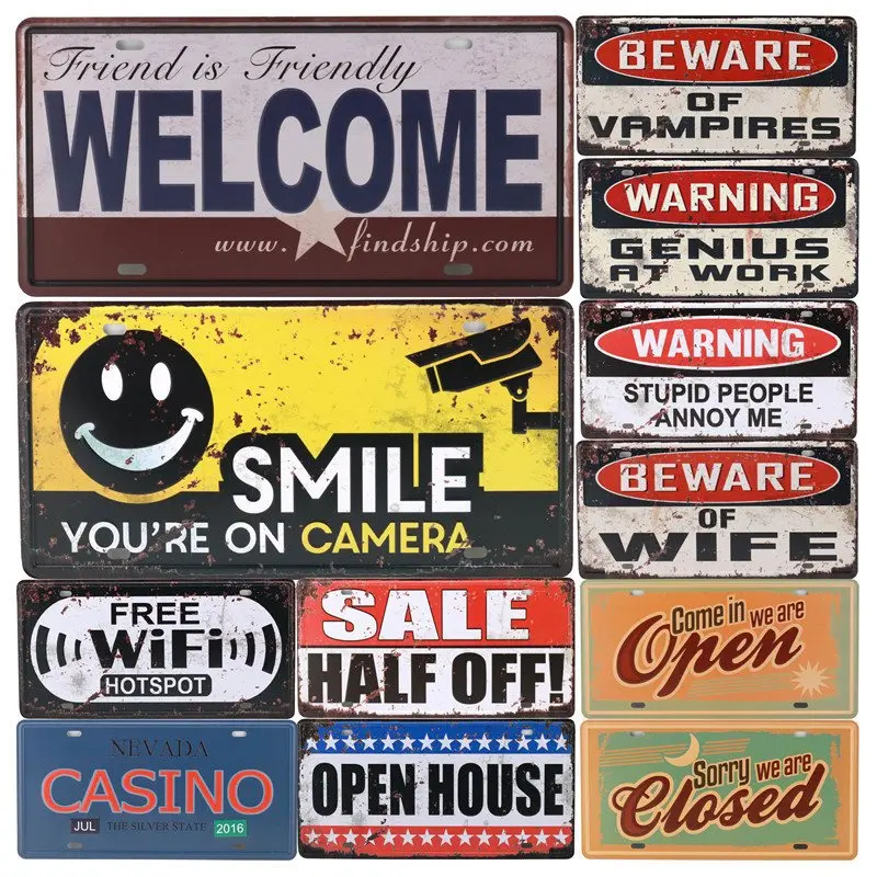 Welcome-Free-WIFI-Warning-Signs-Vintage-Rust-Metal-Tin-Signs-Bar-Coffee ...