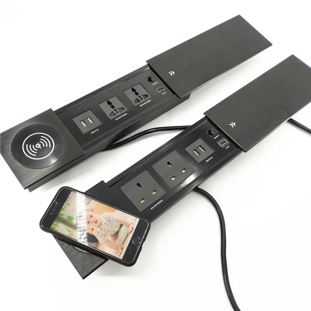 Table Hidden Embeded Power Socket 2 Outlet USB Universal UK Plug 10A ...