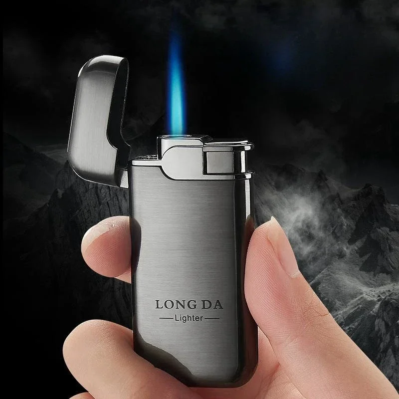 Metal-Windproof-Direct-Blue-Flame-Lighter-Small-And-Light-Butane-Gas ...