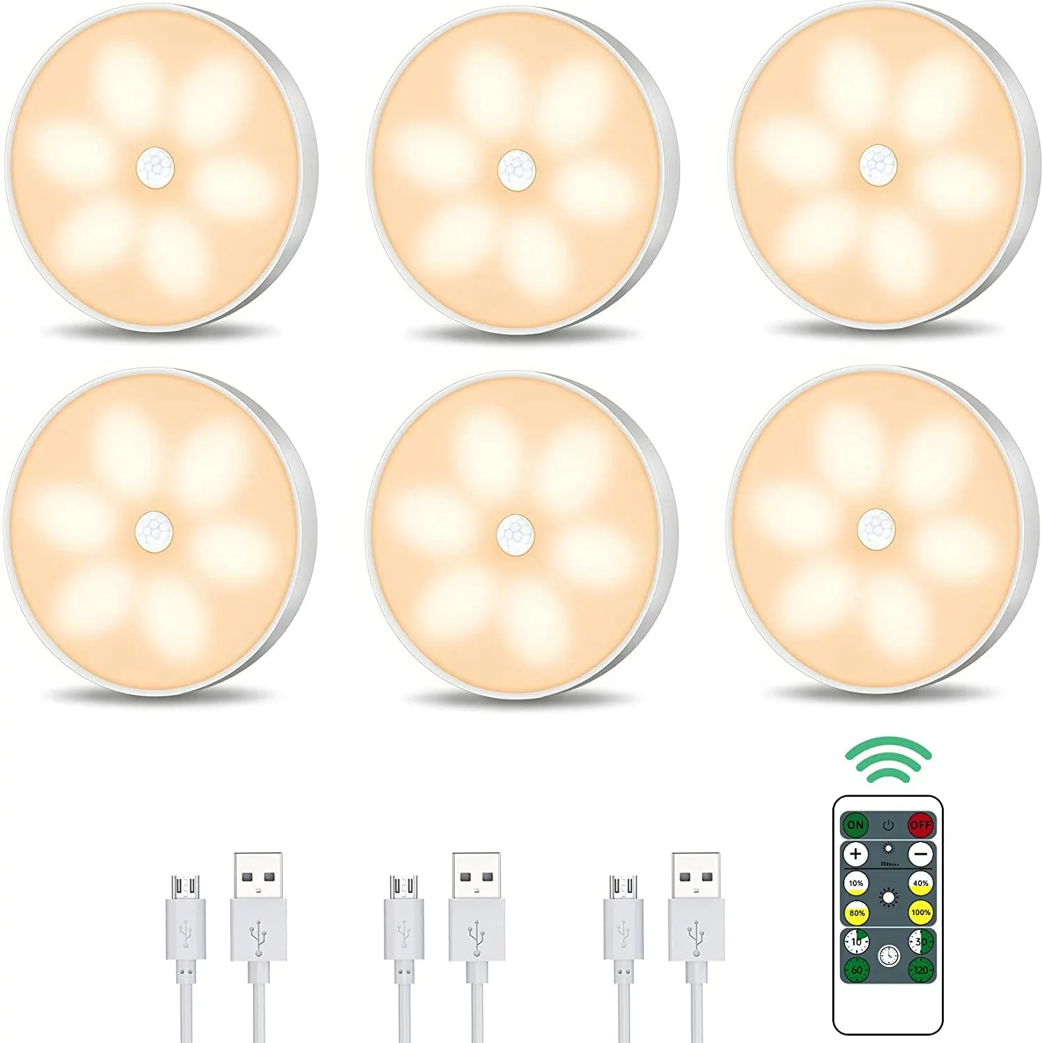 6-PCS-LED-Closet-Lights-Wireless-Motion-Sensor-Light-USB-Rechargeable ...