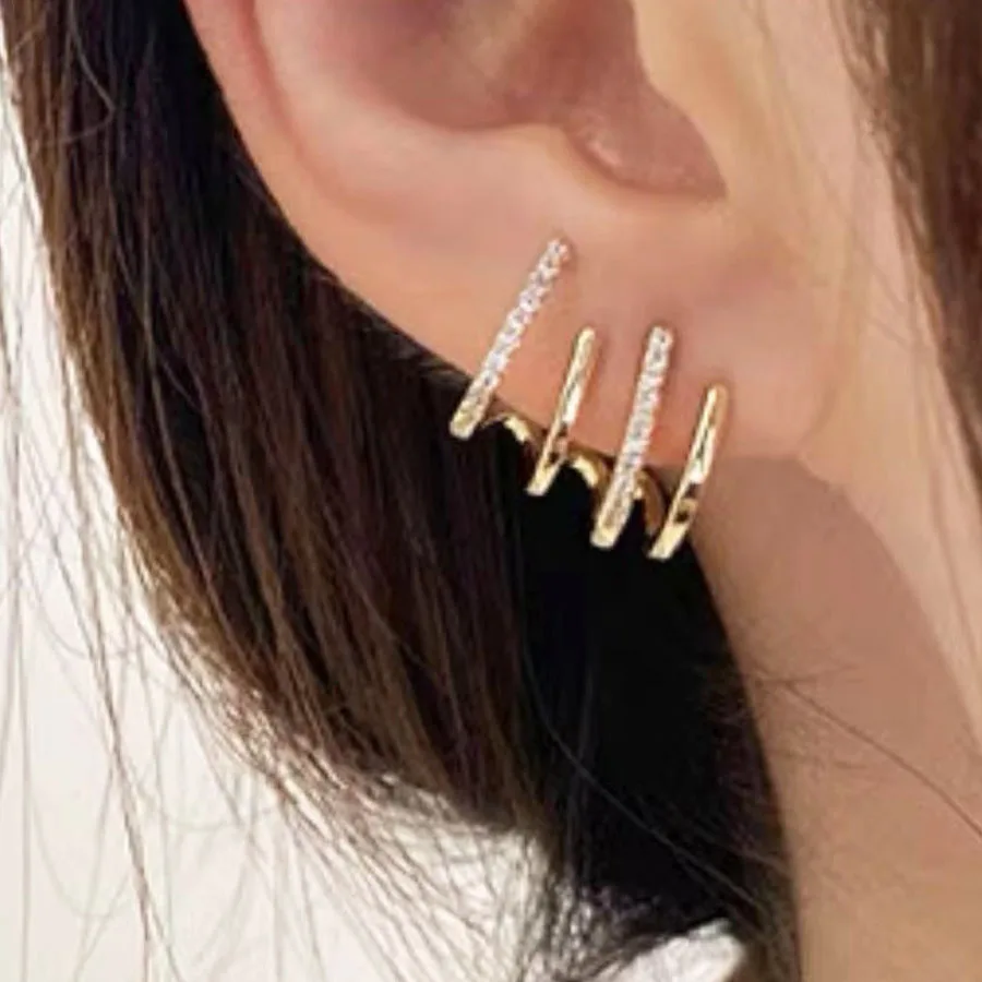 Fashion-4-Claws-Ear-Rake-Shape-Earrings-Micro-Inlaid-Zircon-Hook-for ...