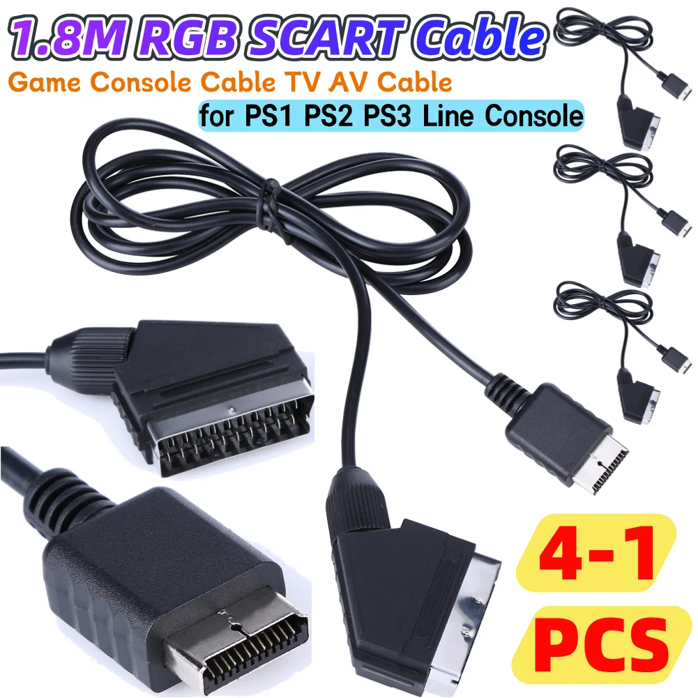 1.8m RGB SCART Cable TV AV Connection Game Cord Wire TV AV Cable for ...