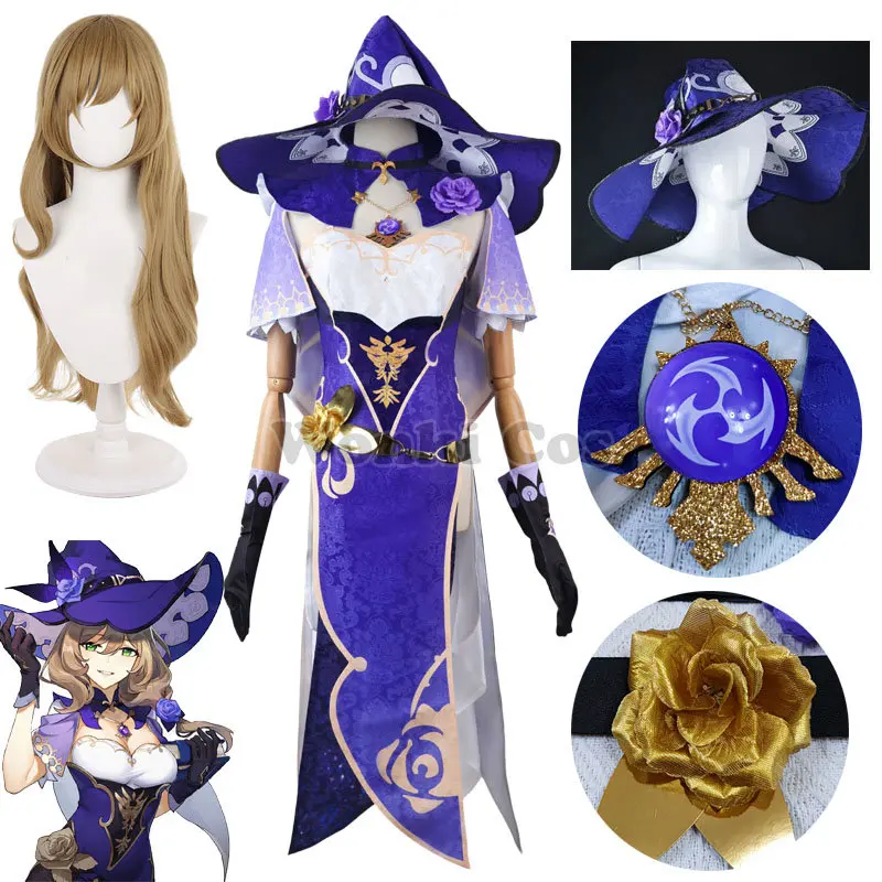 Genshin Lisa Cosplay Costume Dress Lisa Wig Hair Party Genshin Impact ...