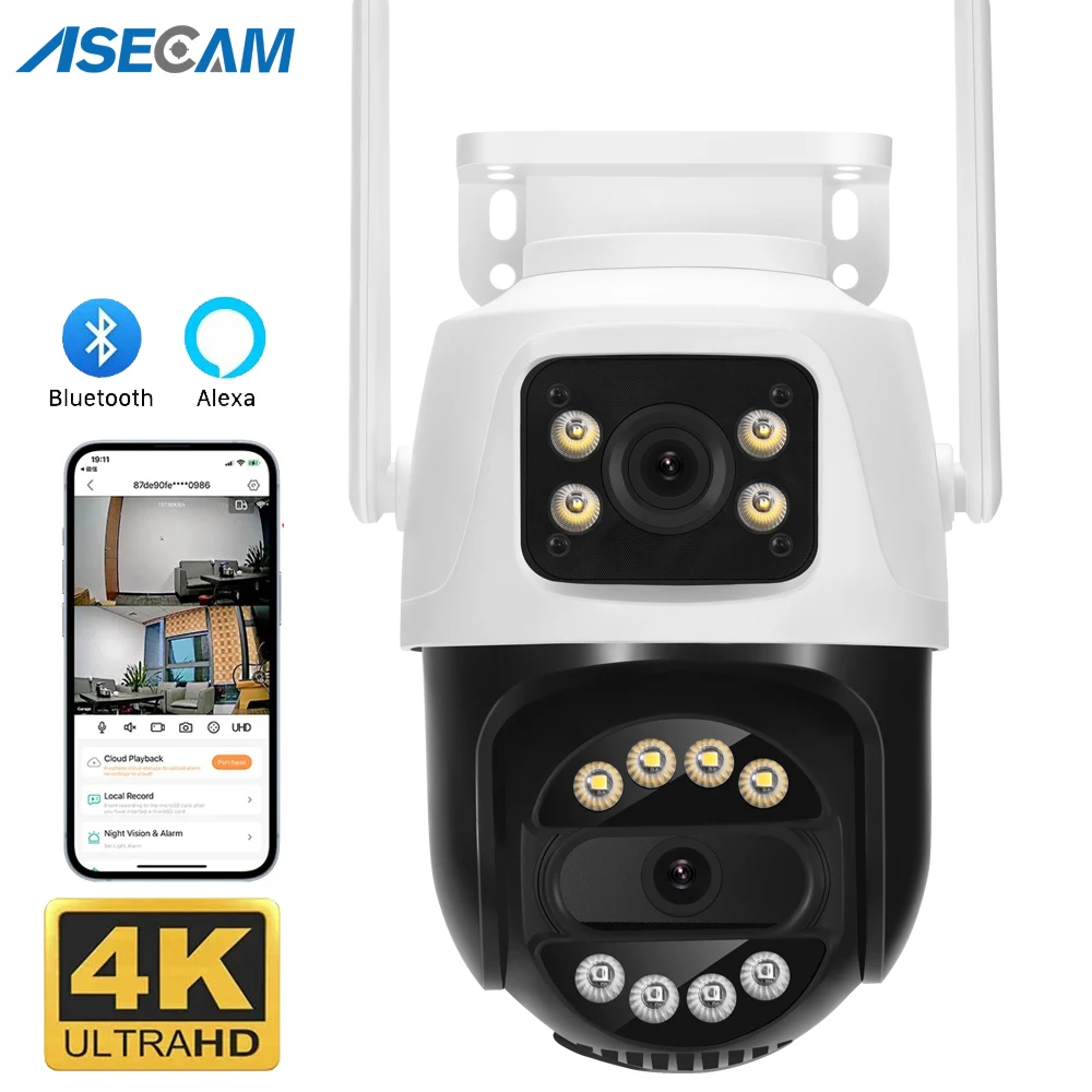 8MP 4K PTZ Wifi Camera 8X Zoom 12MP Dual Screen Ai Human Detect Auto ...