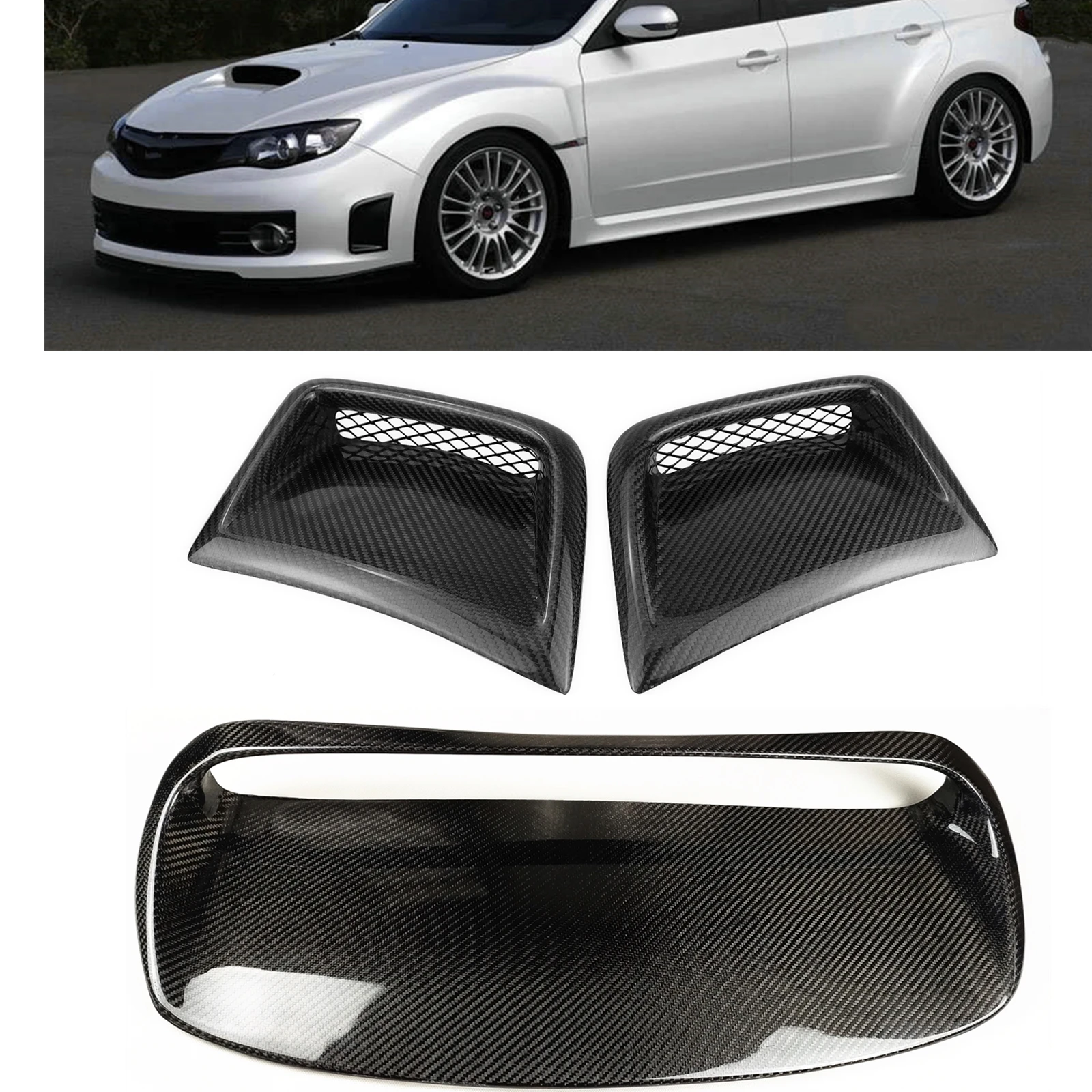 Carbon-Fiber-Engine-Hood-Bonnet-Vent-Scoop-Cover-For-Subaru-Impreza-WRX ...