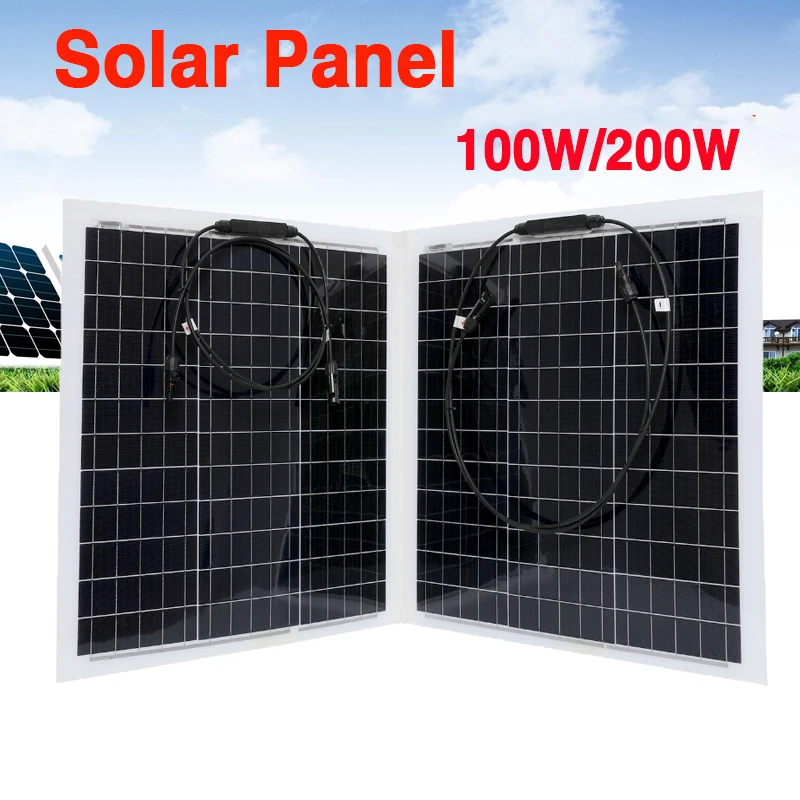 100-200W-Semi-flexible-Monocrystalline-Solar-Panel-Foldable-Waterproof ...