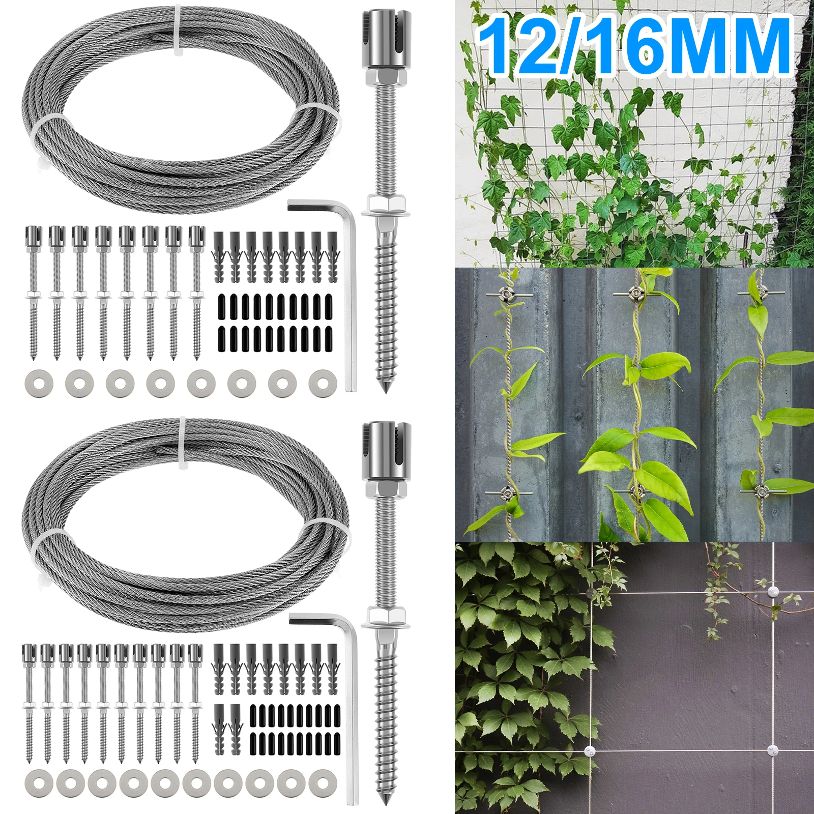 12-16M-Wire-Trellis-Kit-Stainless-Steel-Wire-Cable-Trellis-System-Kit ...