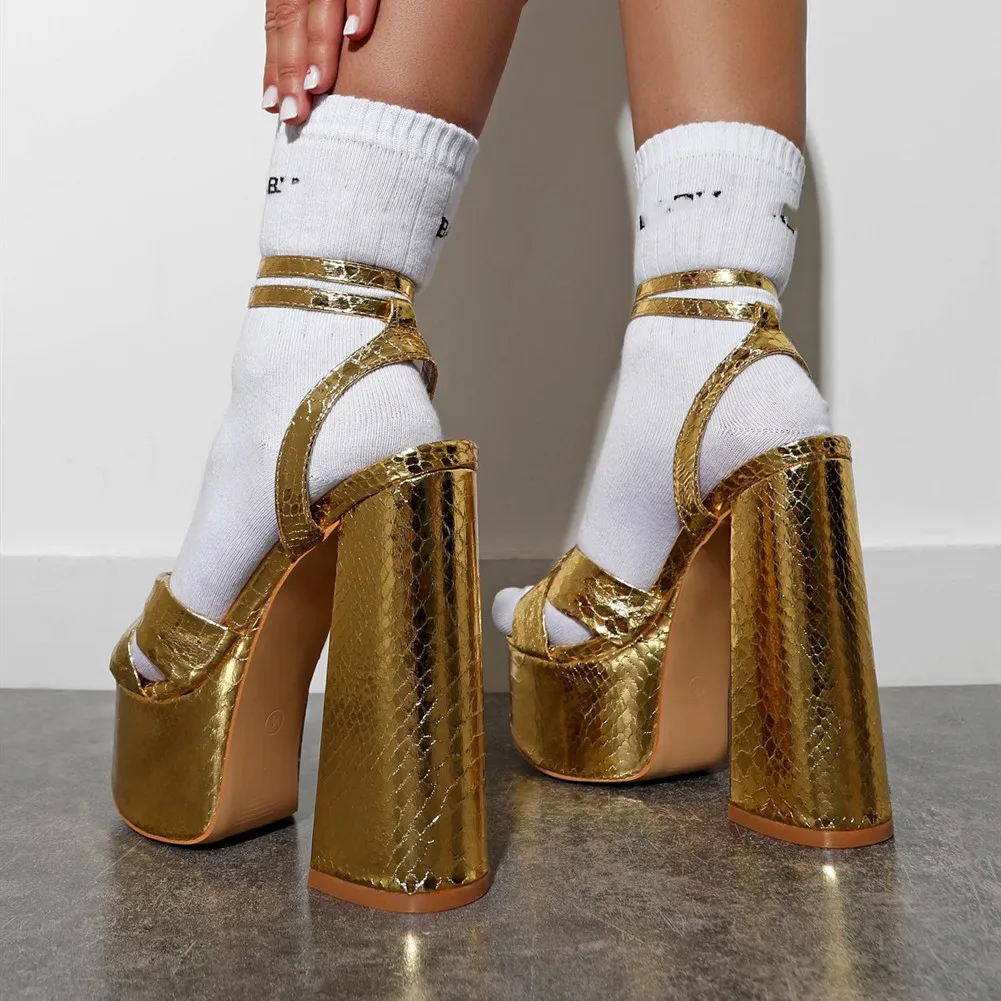 Gold Platform Sandal Heels