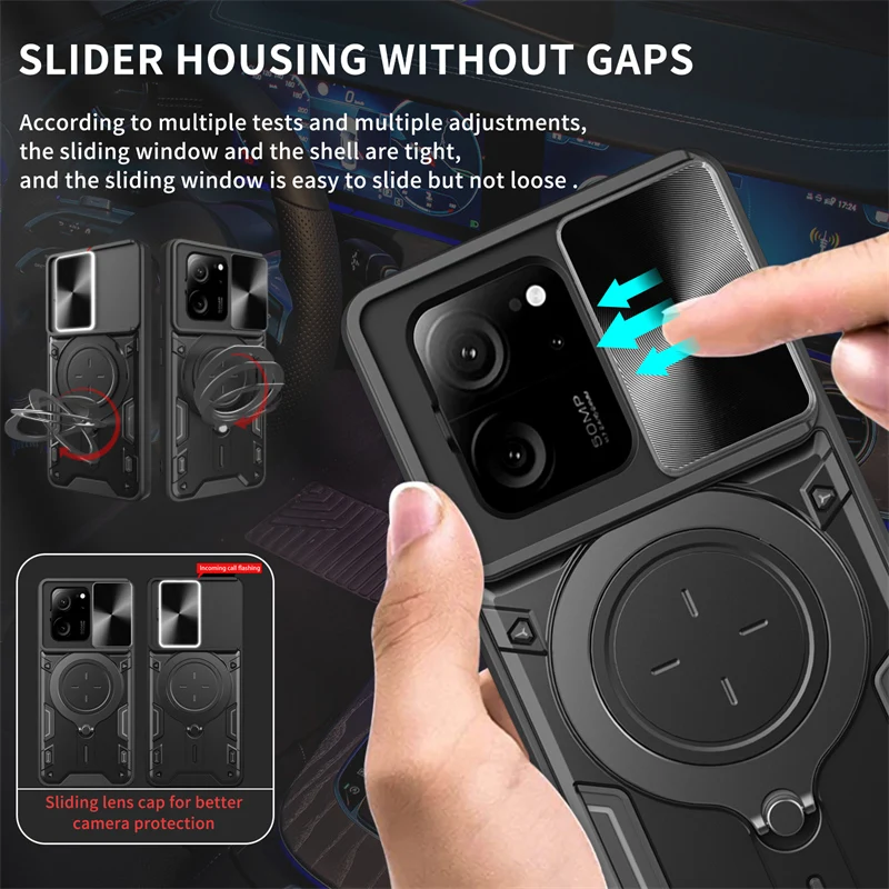 For-Xiaomi-13T-5G-Case-Metal-Ring-Holder-Armor-Shockproof-Coque-For ...
