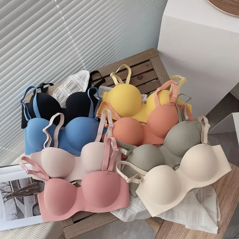 2024-Women-Solid-Color-Push-Up-Bra-A-B-Cup-Top-Ladies-Wireless-Bralette ...