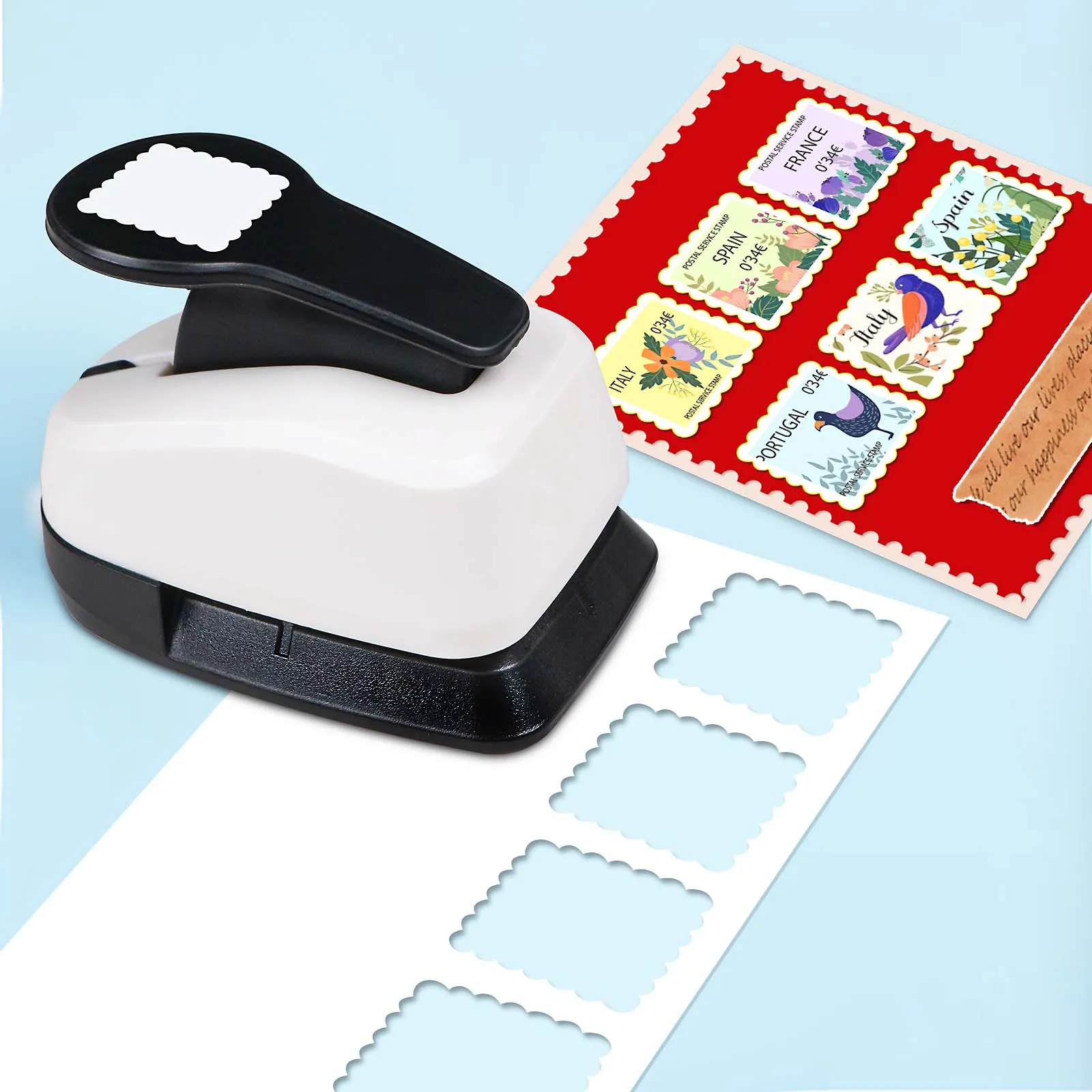 Postage Stamp Scalloped Square Paper cutter tool for crafts Hole ...