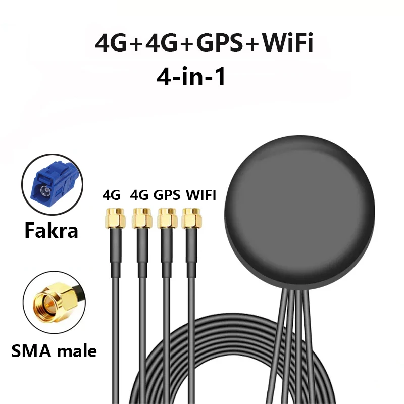 1Pcs 4G+4G+GPS+WIFI Antenna Four in One 2.4G LTE+GPS+2.4Ghz Bluetooth ...