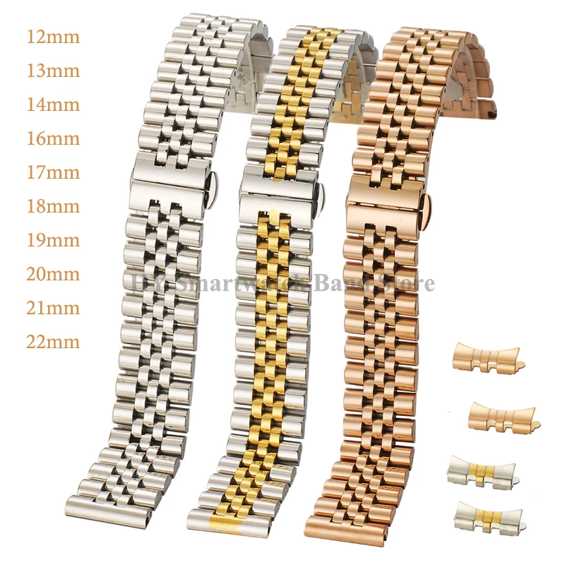 Solid-Stainless-Steel-Watch-Band-for-Smart-Watch-Band-Flat-Curved-End ...