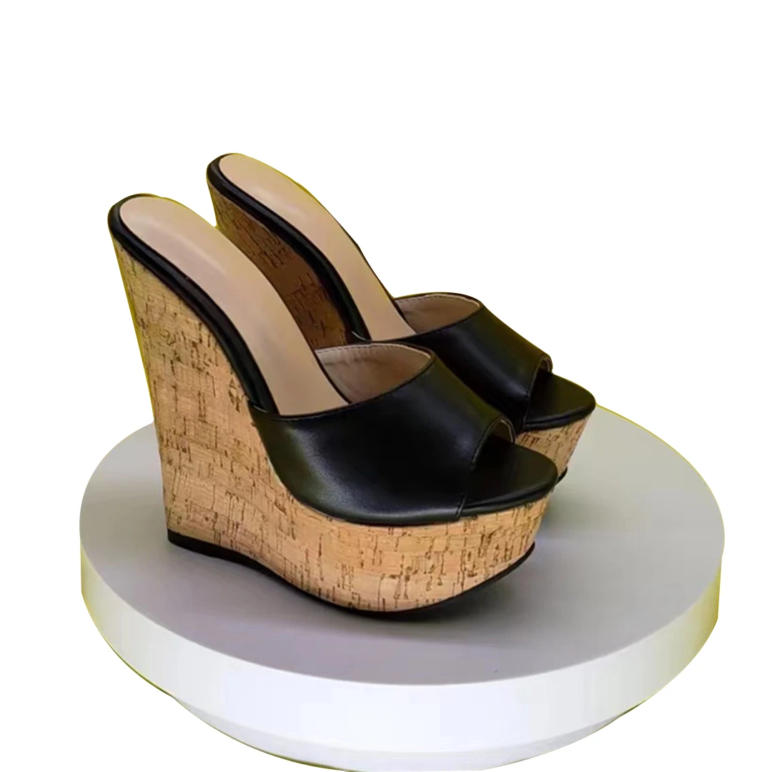 DIZHUANG shoes Elegant women's high heeled slippers. About 15 cm heel ...