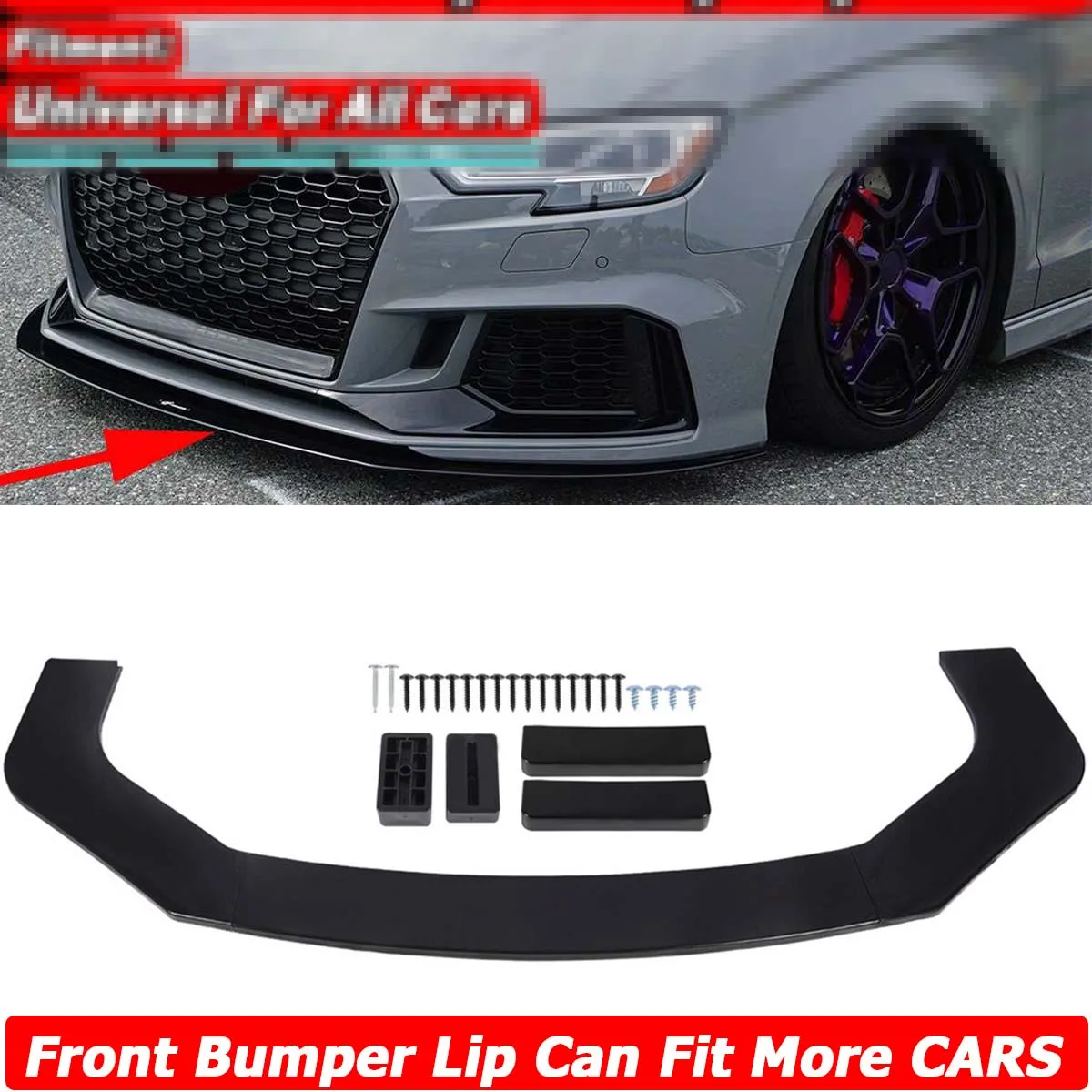 범용 프론트 범퍼 립 스플리터 바디 키트 아우디 A3 A4 A5 A6 A7 A8 Tt Rs Rs3 Rs4 Rs5 Rs6 Q3