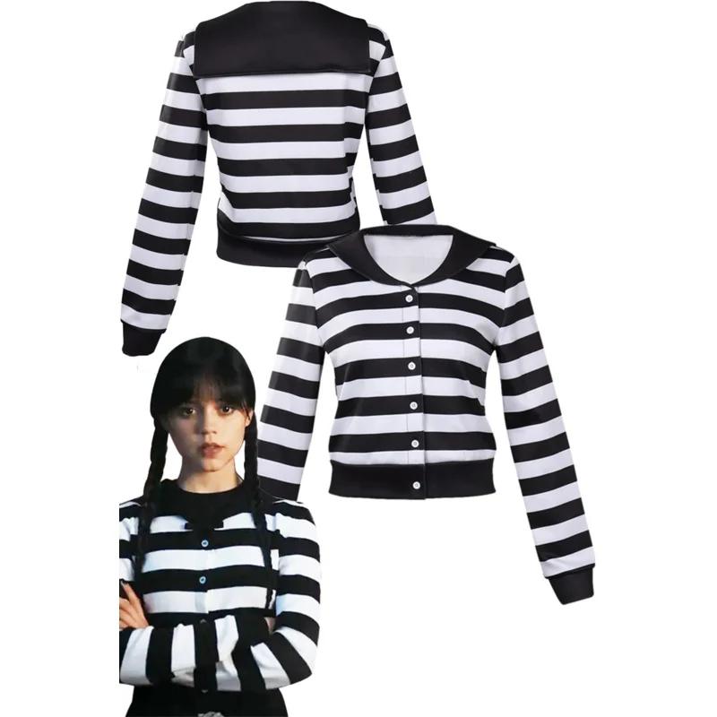 Parrucca-Cosplay-addigs-del-venerd-camicia-a-righe-stampata-Costume-da ...