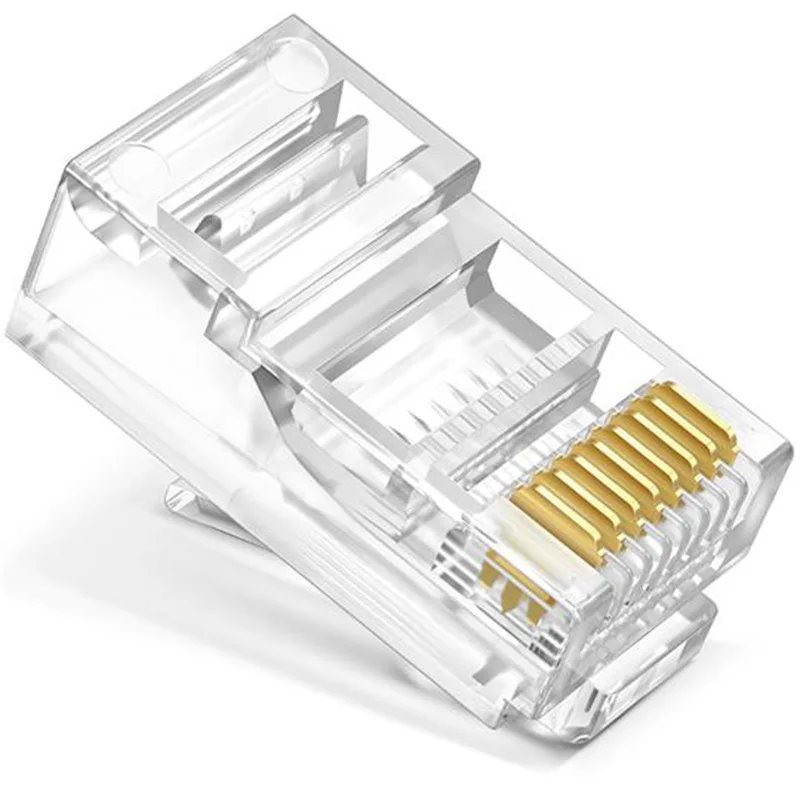 50/100Pcs Category 5 Crystal Head Unshielded 8p8c Gold-Plated Network ...