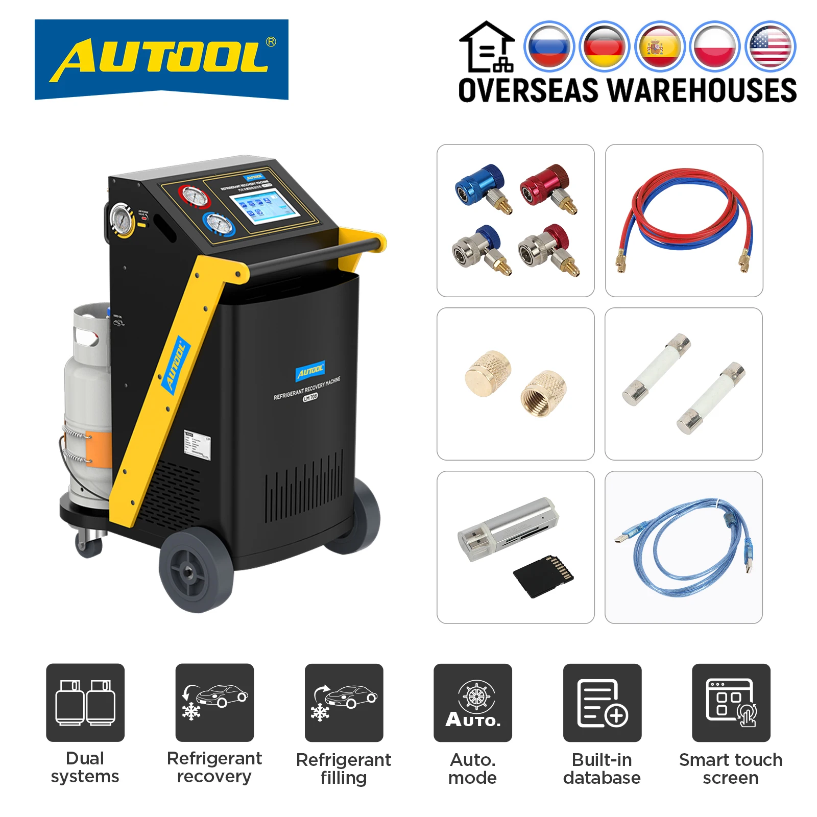 AUTOOL-LM708-Refrigerant-Recovery-Machine-Vacuuming-Refrigerant-Recycle-Filling-Oil-Charging ...