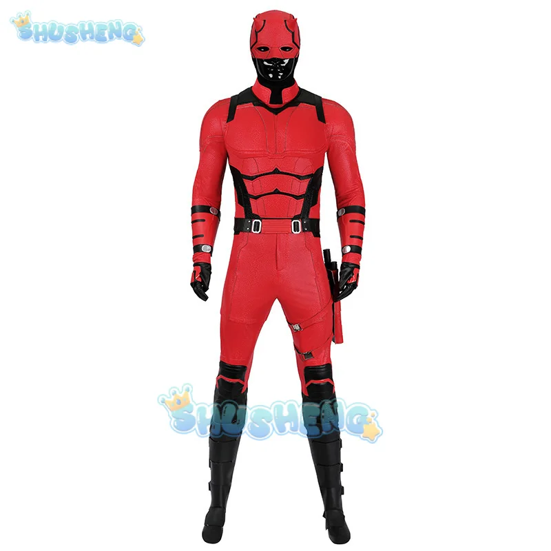 Daredevil-disfraz-de-Cosplay-traje-de-batalla-de-cuero-rojo-mate ...