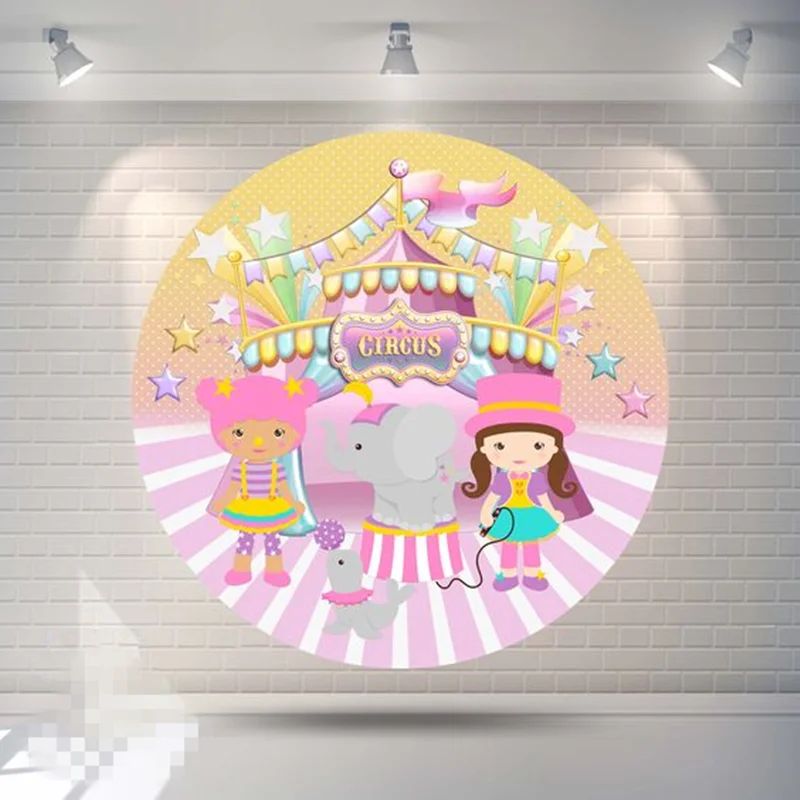 Circus Round Backdrop Cover Kids Birthday Party Baby Shower Circle ...