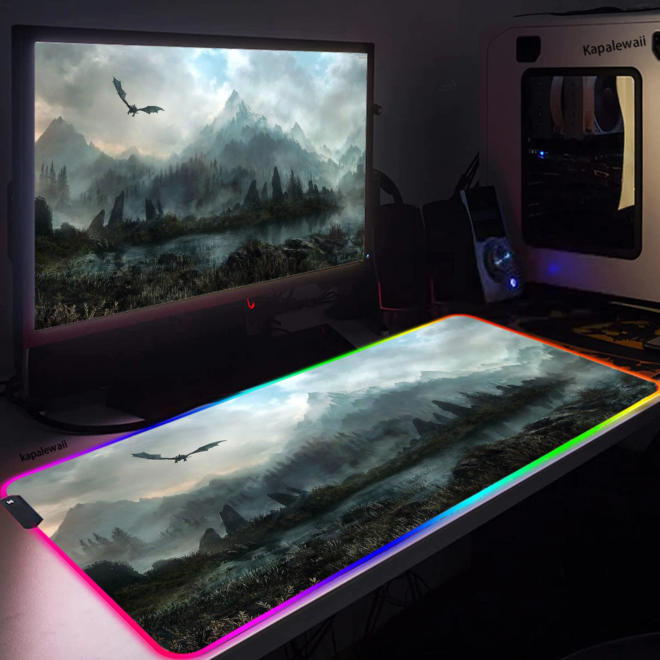 Rgb Skyrim Mouse Pad Gaming Mousepad Xxl Gamer Large Desk Backlit Mats ...