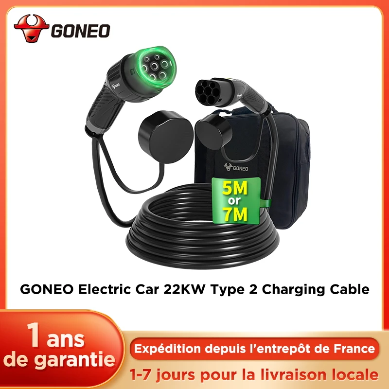 GONEO Electric Car Type 2 Charging Cable 22KW/11KW 32A 7M or 5M Three ...