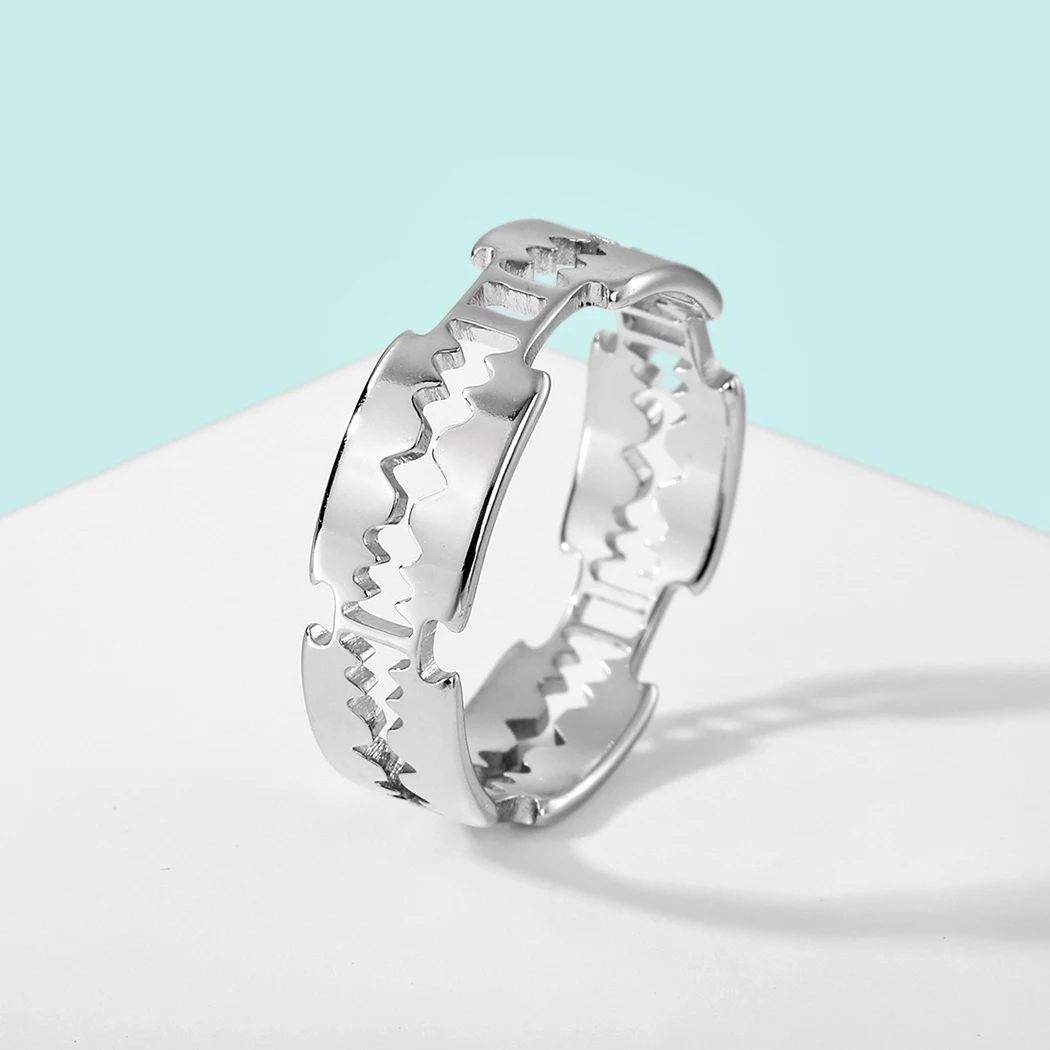 Chandler Stainless Steel Blade Ring Geometric Stacking Ring Filigree ...